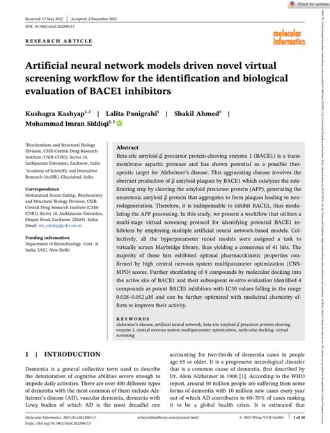 Pdf Artificial Neural Network Models Driven Novel Virtual Screening Workflow For The