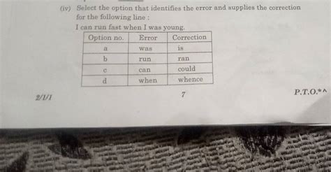 iv select the option that identifies the error and supplies the correct