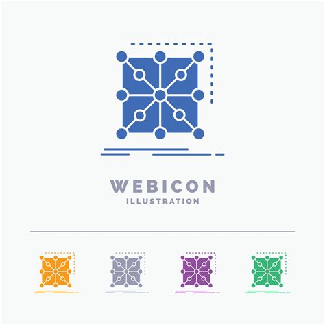 data framework app cluster complex 5 color glyph web icon template