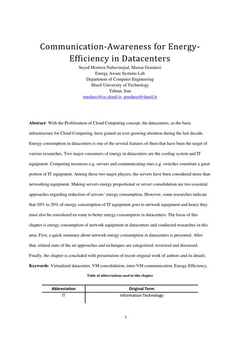 Pdf Communication Awareness For Energy Efficiency In Datacenters