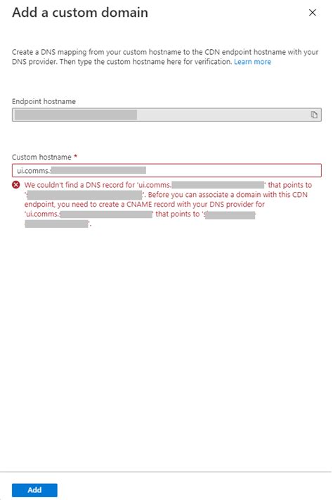 unable to map custom domain name to cdn endpoint microsoft qanda
