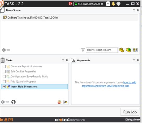 Insert Hole Dimensions Task Documentation