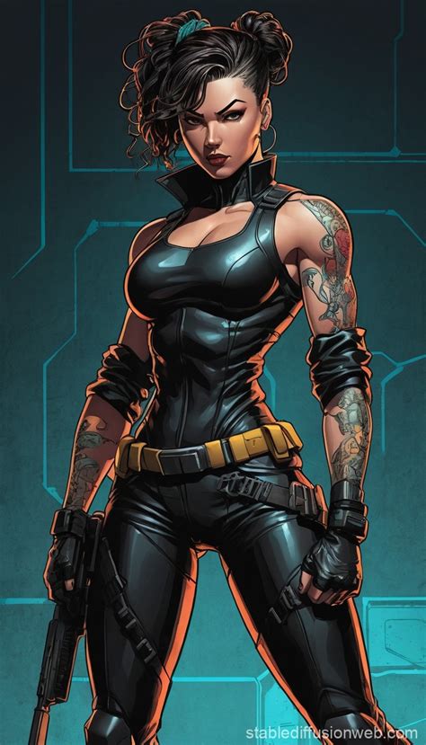 Cyberpunk Female Warrior Stable Diffusion Online