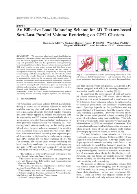 Pdf An Effective Load Balancing Scheme For 3d Texture Based Sort Last Parallel Volume