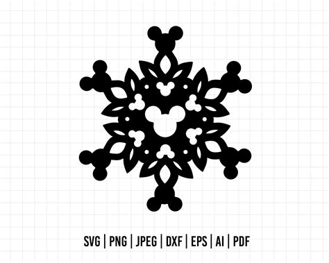 Cod516 Snowflake Svg Mickey Snowflake Svg Merry Christmas Svg Disn Hello