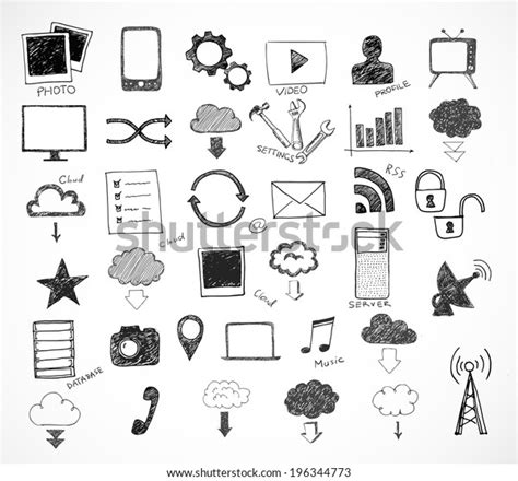 Cloud Computing Sketch Stock Vector Royalty Free 196344773