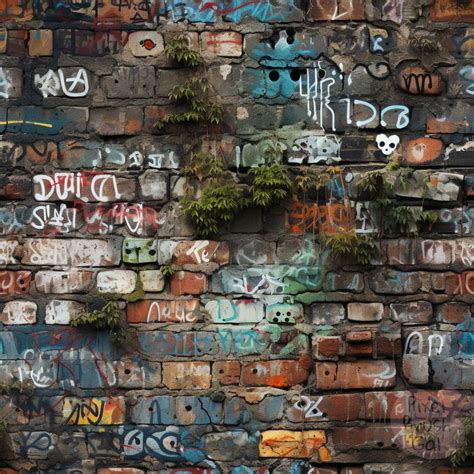 Graffiti Brick Wall Texture Digital Pattern Seamless Paper Graffiti