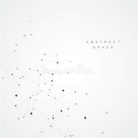 Connected Abstract Pattern With Dots On Overlapping Lines Vector Technology Background Stock