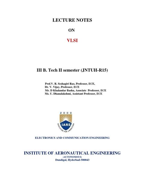 Lecture Notes Iii B Tech Ii Semester Jntuh R15 Pdf