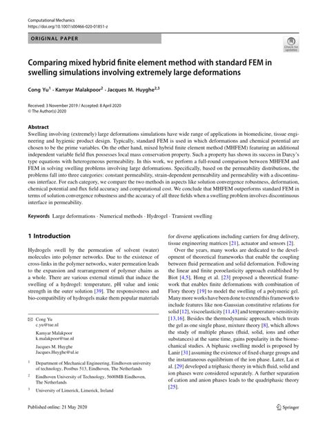 Pdf Comparing Mixed Hybrid Finite Element Method With Standard Fem In