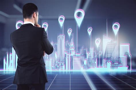 Premium Photo Man Thinking On Geolocation Concept Background
