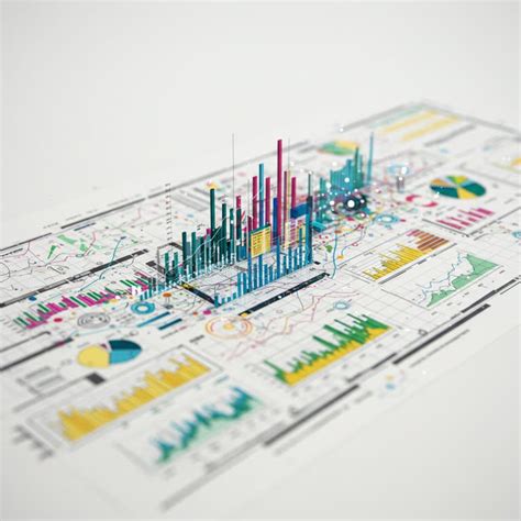 A Complex Graphical Representation Featuring A 3d Bar Chart With Various Data Stock Illustration