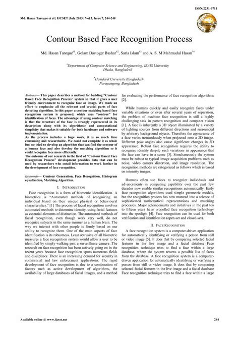 Pdf Contour Based Face Recognition Process · 6152013 · A Face