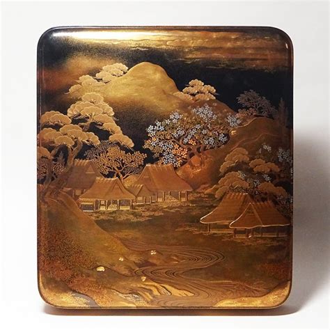 慶應 至高の近代京漆芸 明治から大正時代 蒔絵師 中大路季嗣 作 春秋山水蒔絵 御硯箱 内梨子地 共箱 秋野光広氏旧蔵品 硯箱文箱 売買さ