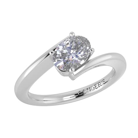 Oval Bypass Diamond Solitaire Engagement Ring