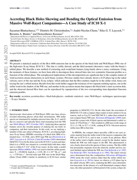 Pdf Accreting Black Holes Skewing And Bending The Optical Emission From Massive Wolf Rayet
