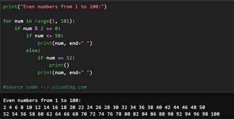 Write A Python Program That Prints All Even Numbers From 1 To 100 Using
