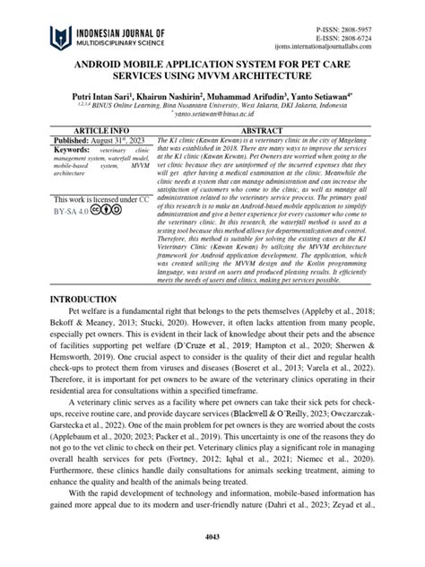 Android Mobile Application System For Pet Care Services Using Mvvm Android Mobile Application System For Pet Care Services Using Mvvm