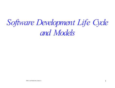 Software Development Life Cycle And Modelspptx