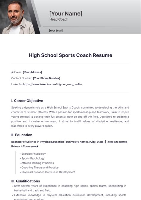 High School Soccer Resume