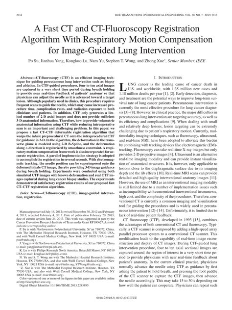 Pdf A Fast Ct And Ct Fluoroscopy Registration Algorithm With