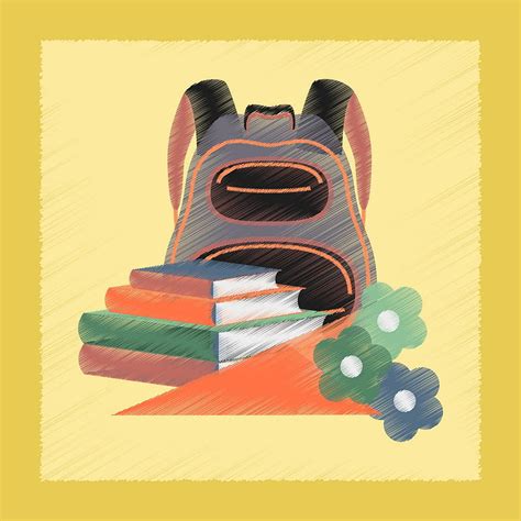 플랫 음영 스타일 아이콘 책 가방 꽃 벡터 Eps Ai Uidownload