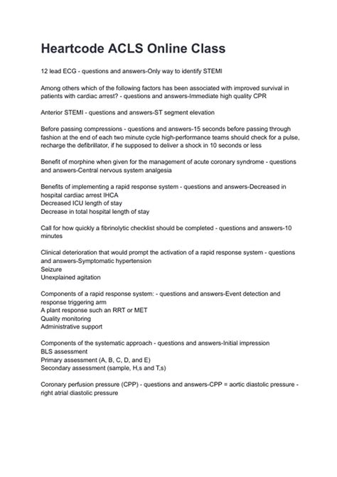 Heartcode Acls Online Class Questions And Answers Acls Stuvia Us