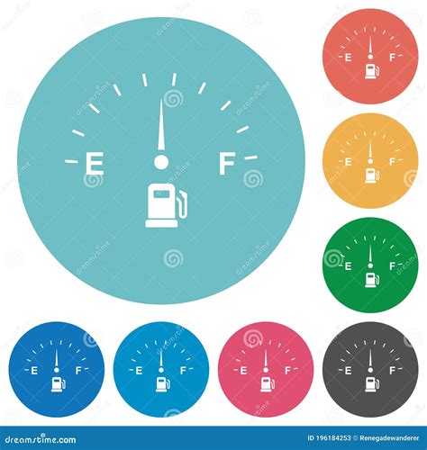 Fuel Indicator Flat Round Icons Stock Vector Illustration Of Empty Power 196184253