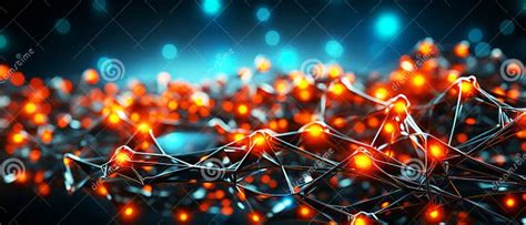 Abstract Technology Background Network Connection Structure With Glowing Particles Stock Image