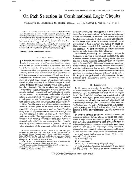 Pdf On Path Selection In Combinational Logic Circuits