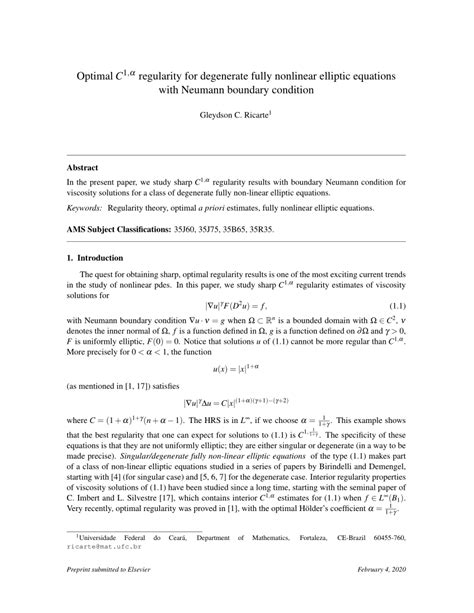 Pdf Optimal C 1 α Regularity For Degenerate Fully Nonlinear