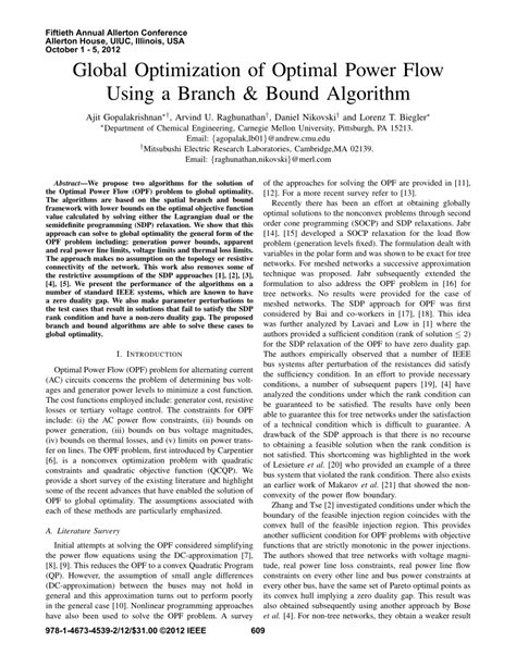pdf global optimization of optimal power flow using a branch and bound algorithm