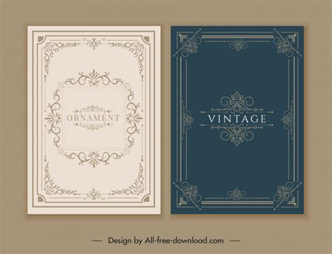 Vintage Frames Cover Templates Elegant Symmetry Vectors Images Graphic Art Designs In Editable