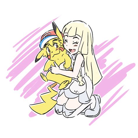 Safebooru 1boy 1girl Blush E 122 Psi Hat Highres Hug Lillie Pokemon