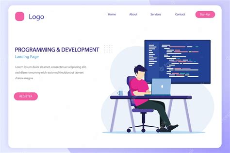 Premium Vector Programmers At Work Concept People Work On Table Using