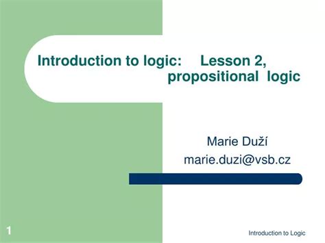 PPT Introduction To Logic Lesson 2 Propositional Logic PowerPoint