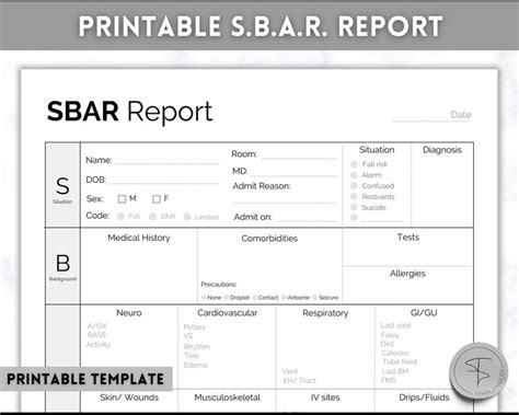 Sbar Nurse Brain Sheet Nurse Report Sheet Icu Nurse Report Rn