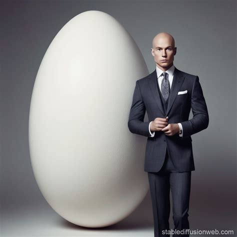 Man In Tailored Suit With Oversized Egg Head Stable Diffusion Online