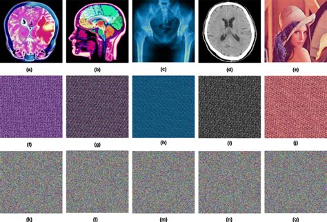 simulation results a e plain images f j scrambled images and k o