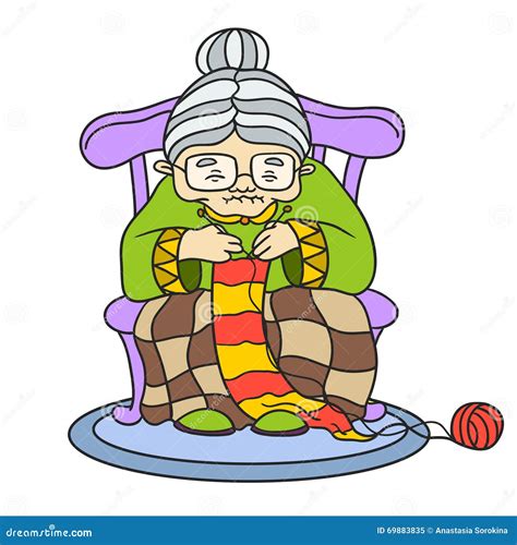 Grandmother Knits Stock Vector Illustration Of Knitting 69883835