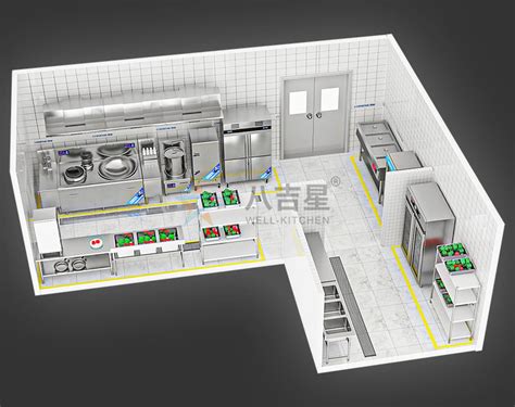 学校食堂厨房工程 报价设计方案效果图 驰能八吉星商厨工程