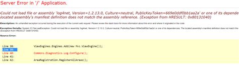 Could Not Load File Or Assembly Log4net When Trying To Set Up Local