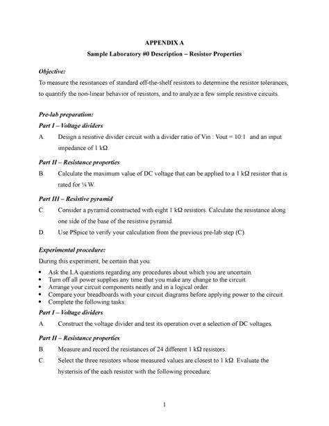 Appendix A 2020 Lab Report Template Appendix A Sample Laboratory 0