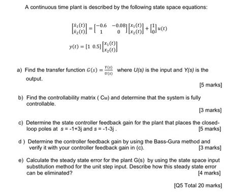 solved a continuous time plant is described by the following