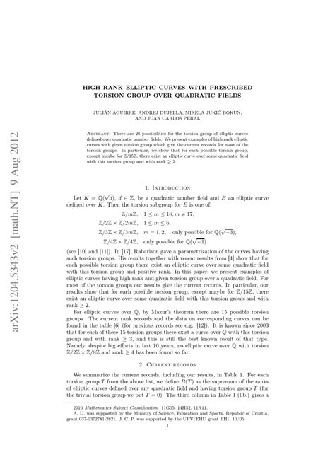 Pdf High Rank Elliptic Curves With Prescribed Torsion Group Over