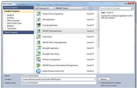 Configuration And Environment Variables Visual Studio