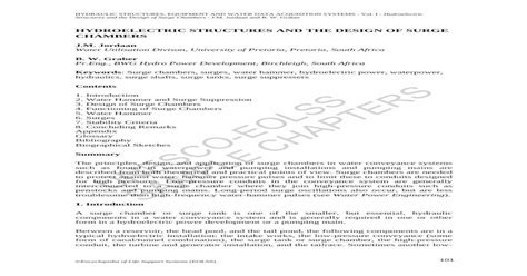Pdf Hydroelectric Structures And The Design Of Surge … · Unesco Eolss Sample Chapters