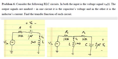 Solved Problem 6 Consider The Following Rlc Circuits In
