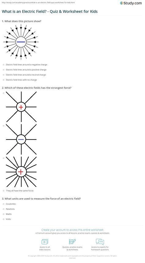 Electric Field Diagram Worksheet