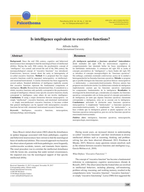 Pdf Is Intelligence Equivalent To Executive Functions